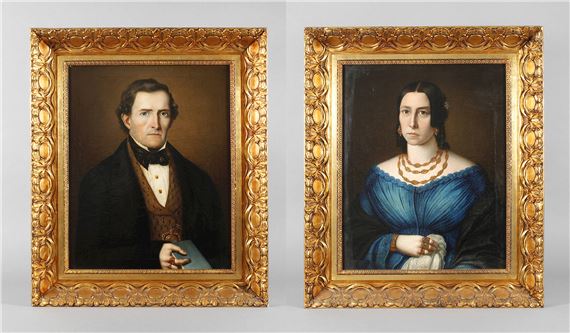 Biedermeier School | Paar Biedermeierportraits (1840) | MutualArt