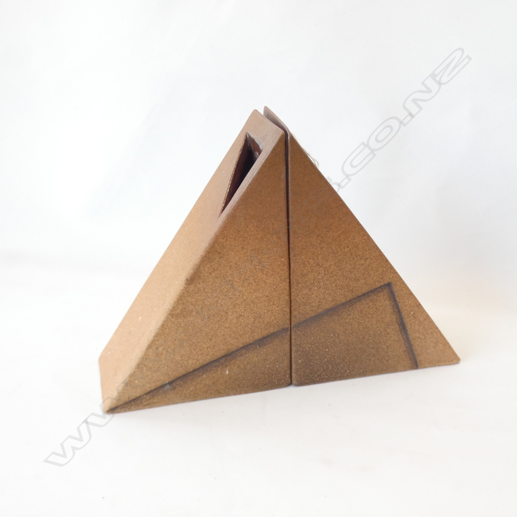 Ian Webster | IAN WEBSTER 2 PCE STUDIO POTTERY ANGULAR VASES H.180mm ...