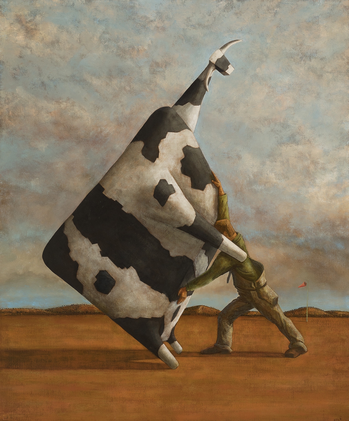 John Kelly | Man Lifting Cow (1994) | MutualArt