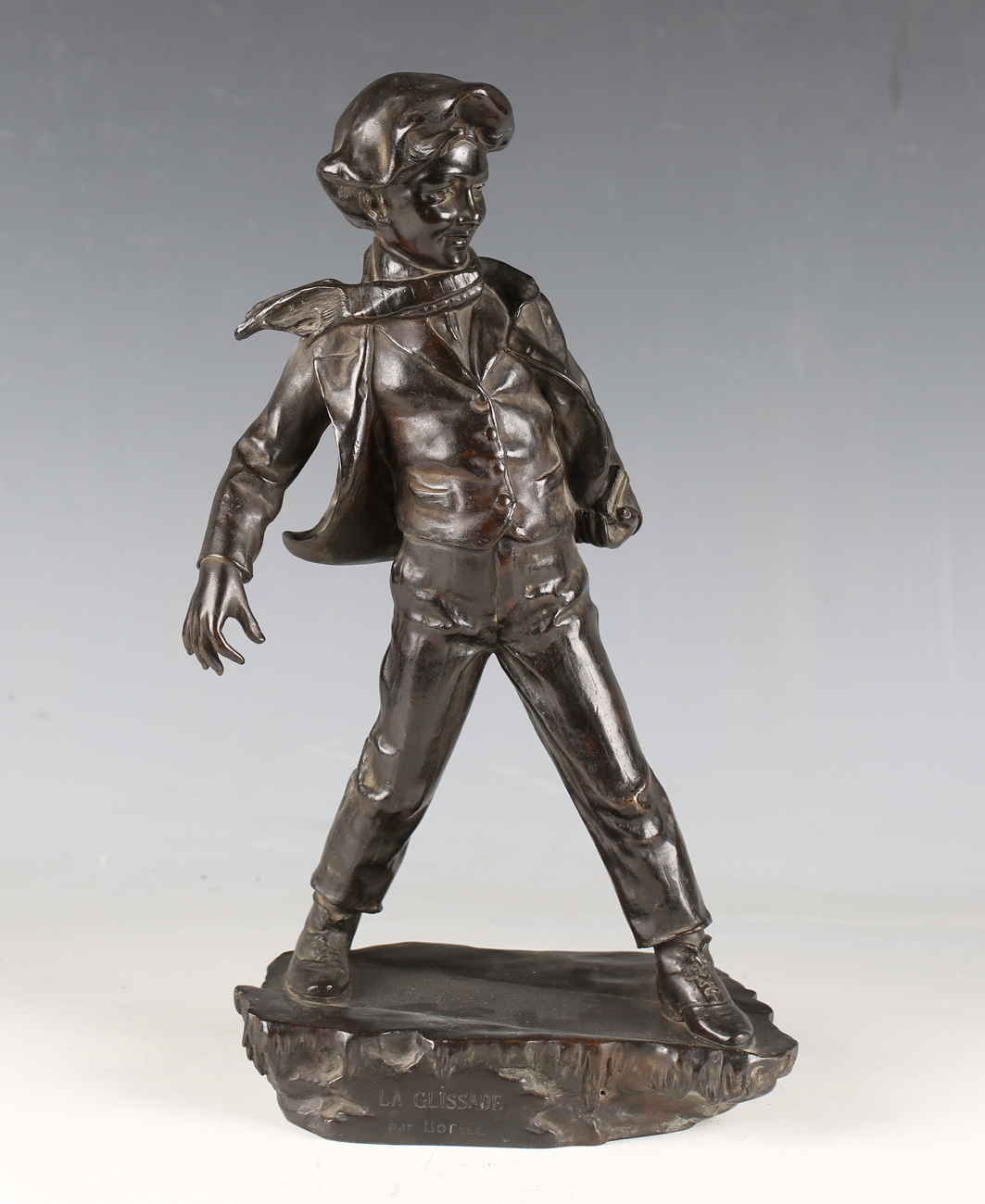 Antoine Bofill | Figure of a boy sliding on ice (Late 19th Century ...