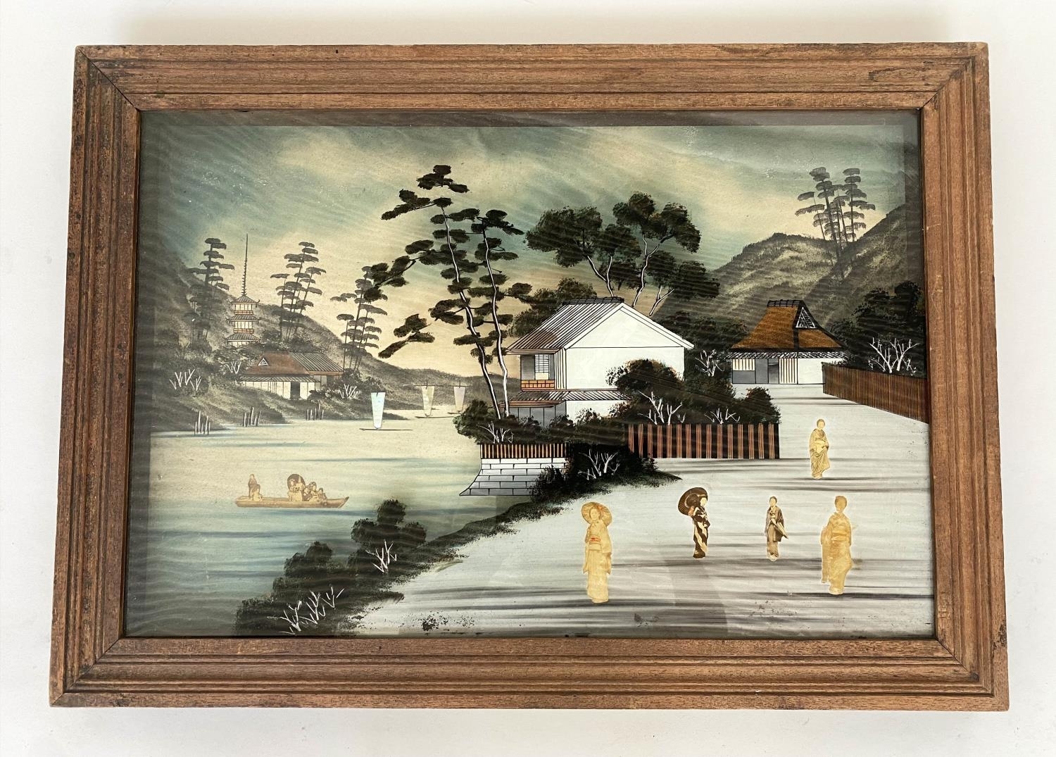 Japanese School | JAPANESE REVERSE, rectangular rural landscape with ...