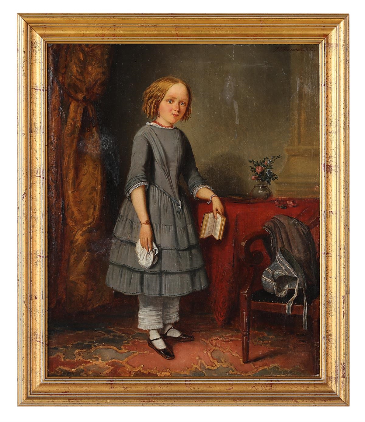 Peter Haaxman | Portrait of a Girl in an Interior (1853) | MutualArt