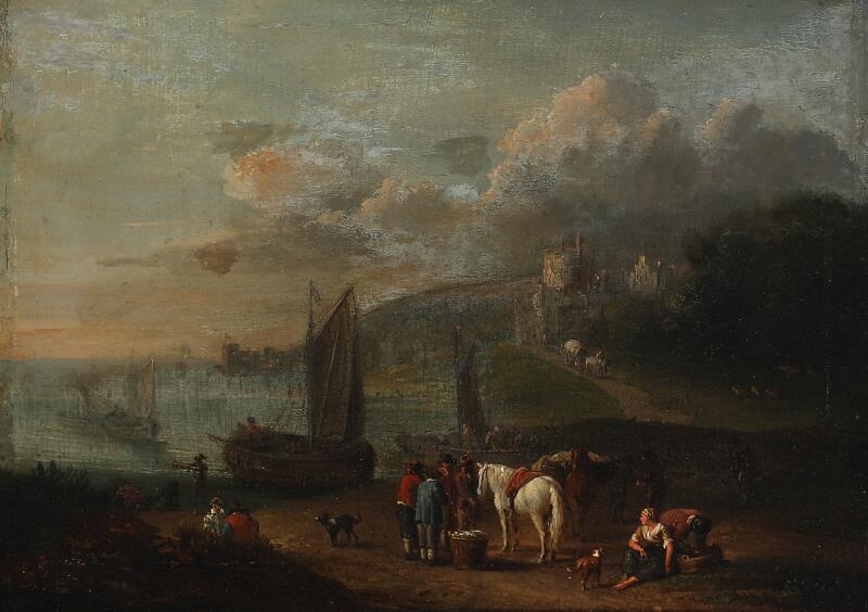 Jens Juel | View from a coast with people and a castle (1788) | MutualArt