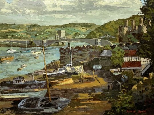 Rowena Wyn Jones | colourful scene of Conwy Castle (1978) | MutualArt