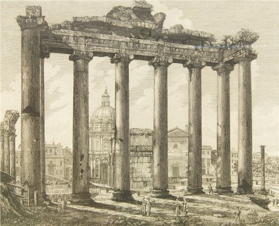 Luigi Rossini | Veduta dell interno del Tempio della Concordia nel foro ...