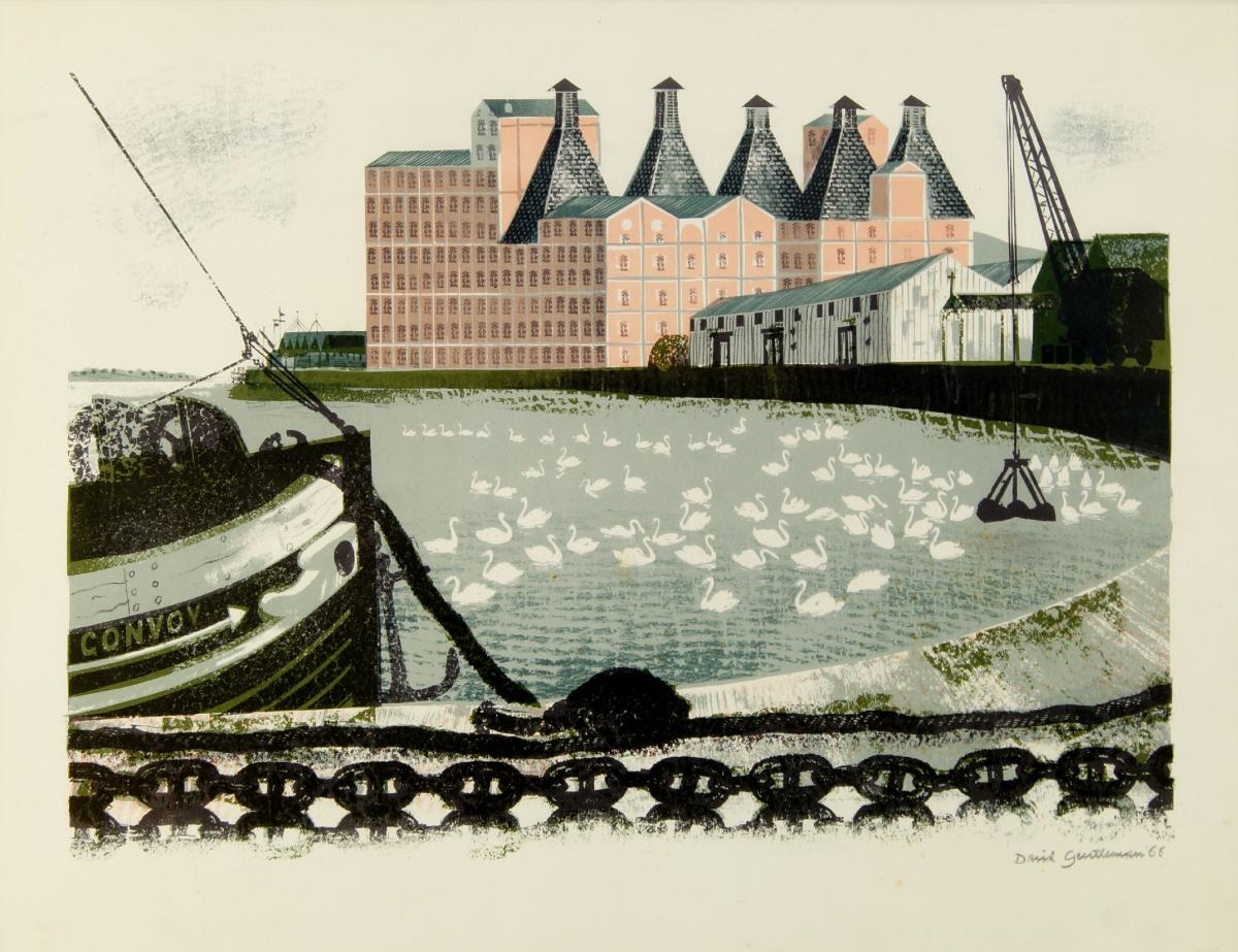David Gentleman | Set of 4 Works: Watermill at Coltishall; Saxted ...