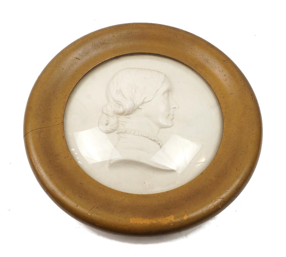 Thomas Woolner | A Victorian painted plaster portrait roundel of Emily ...