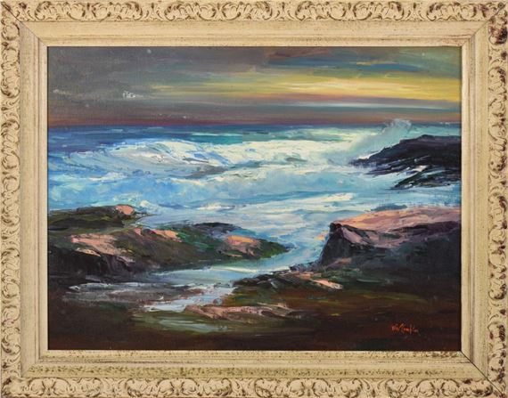 Winifred W. Compton | Waves Crashing at Monhegan Island. | MutualArt