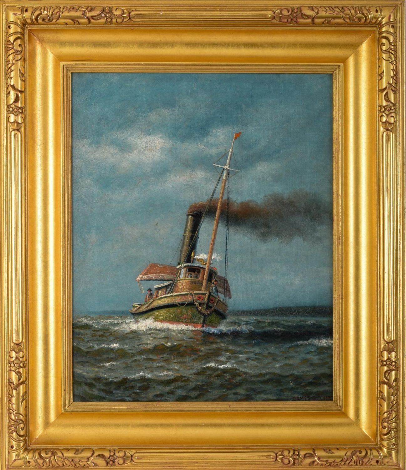 James Gale Tyler | Tugboat With Dory | MutualArt