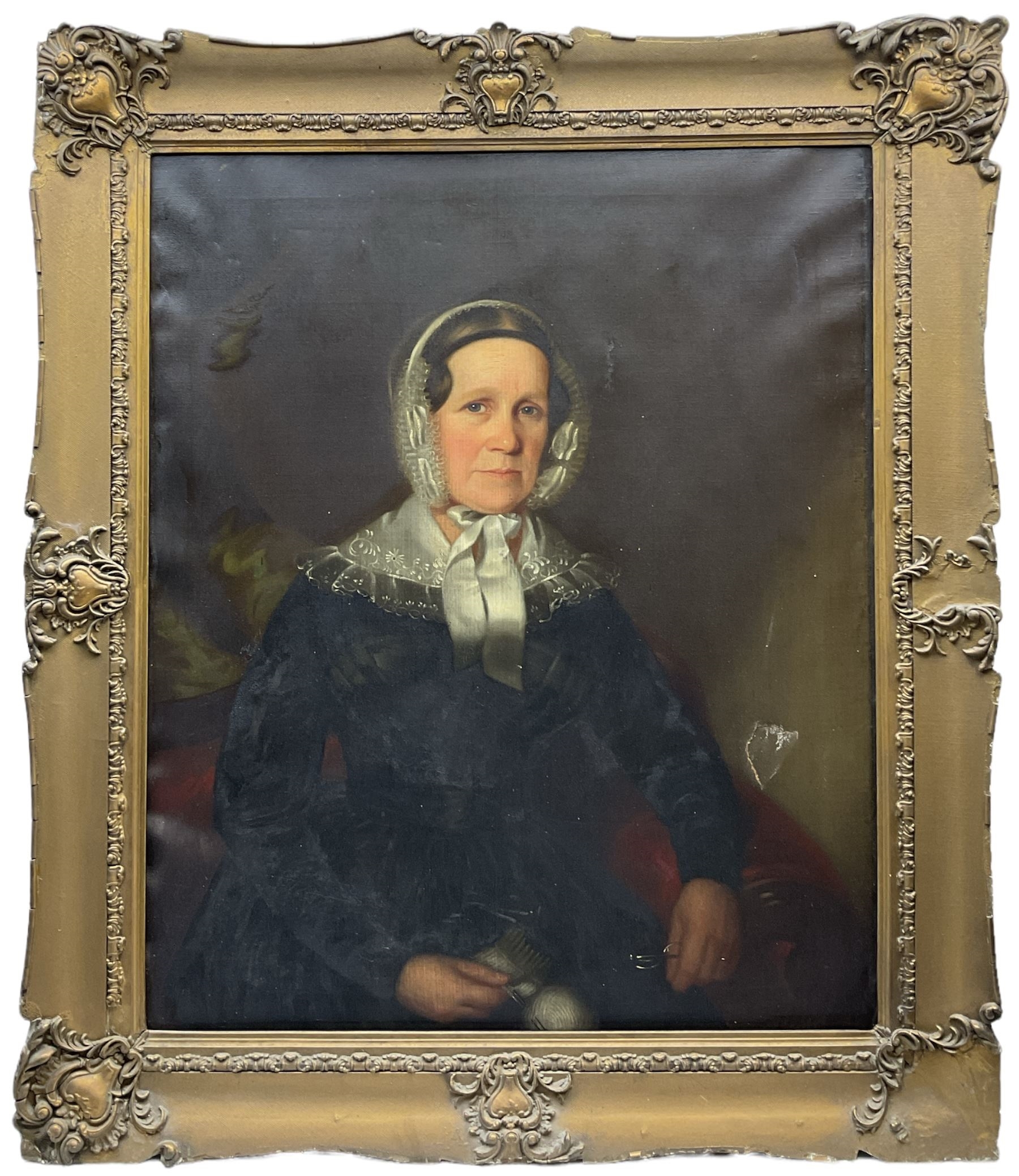 Benjamin Hudson | Half Length Portrait of a Victorian Lady Knitting ...