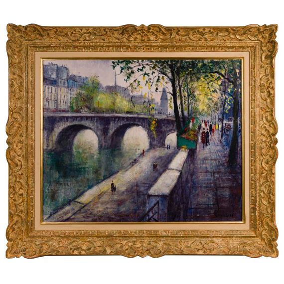 Louis Dali | A Parisian street scene including the Seinne | MutualArt