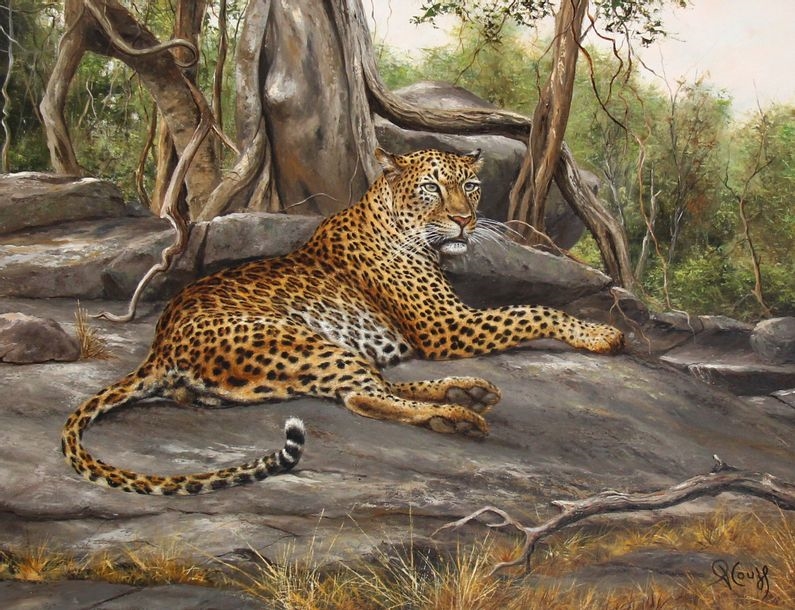 Contemporary School | Reclining Leopard | MutualArt