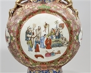 Qianlong | Two Chinese porcelain moon flasks with all-over floral ...