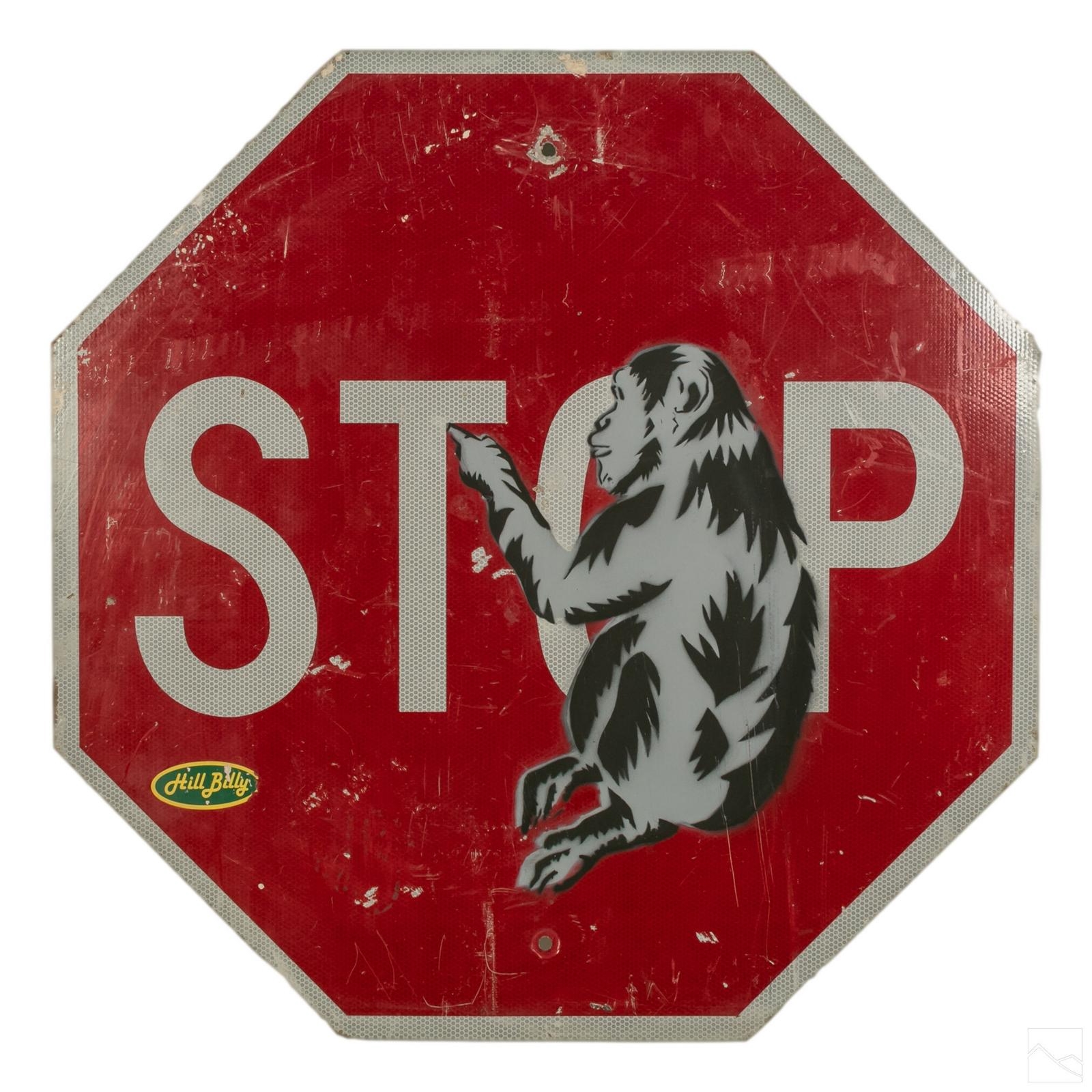 Banksy | STOP SIGN W/ MONKEY GRAFFITI PAINTING | MutualArt