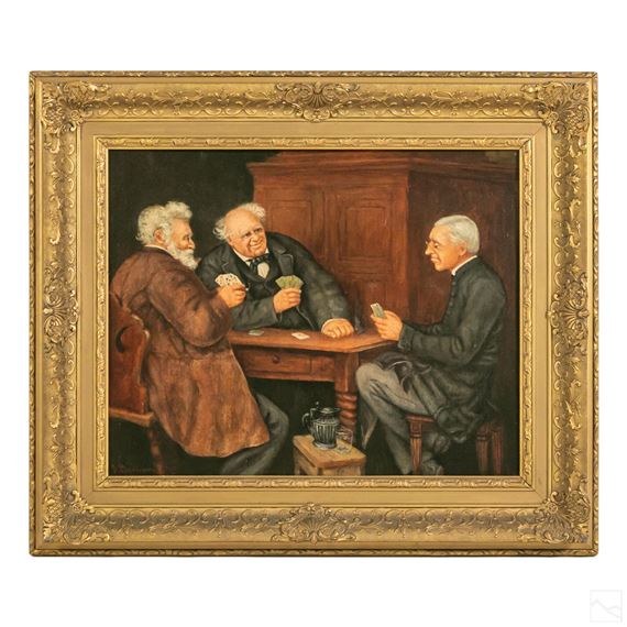 Sybil Barham | REALISM THREE CARD PLAYERS ANTIQUE GENRE | MutualArt