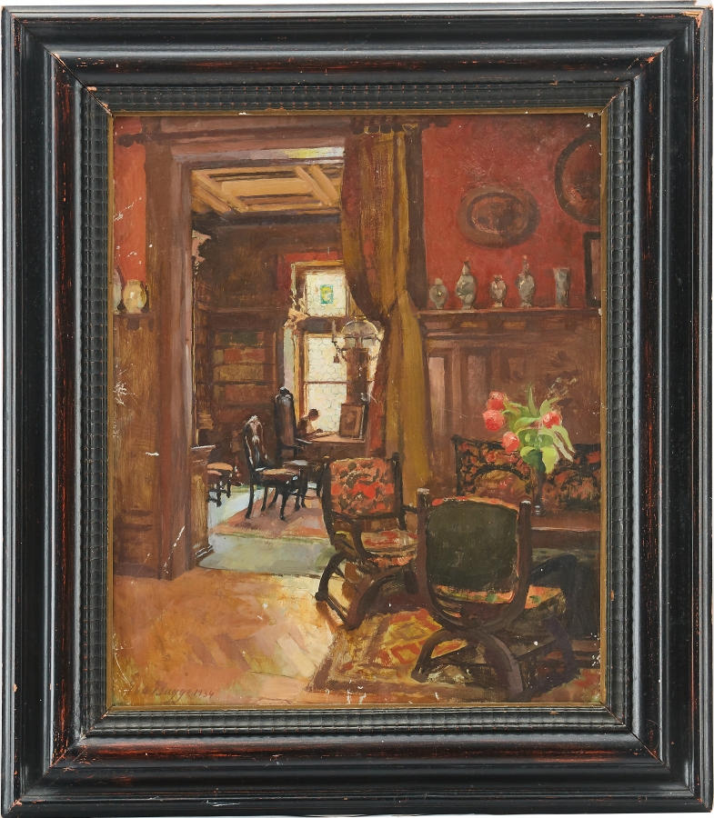 Eva Bagge | Interiör med röda tulpaner i vas (1934) | MutualArt