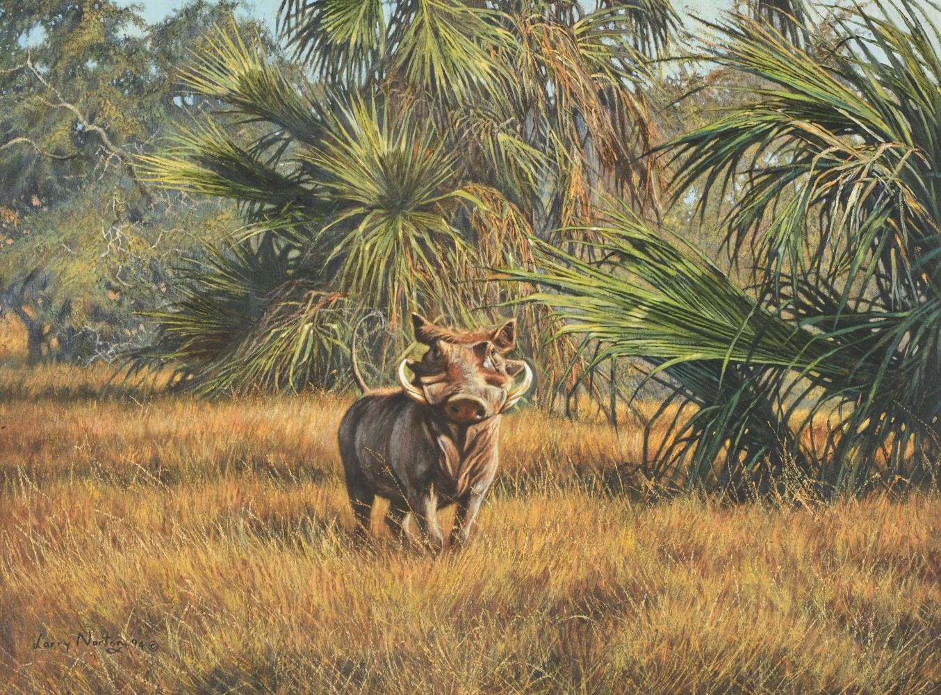Larry Norton | POSING PIG IN PALMS (WARTHOG) | MutualArt