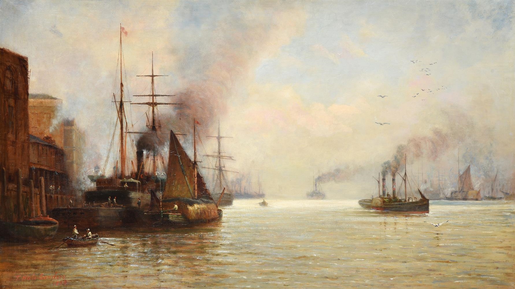 Thomas Hale Sanders | AT LONDON BRIDGE WHARF (1888) | MutualArt