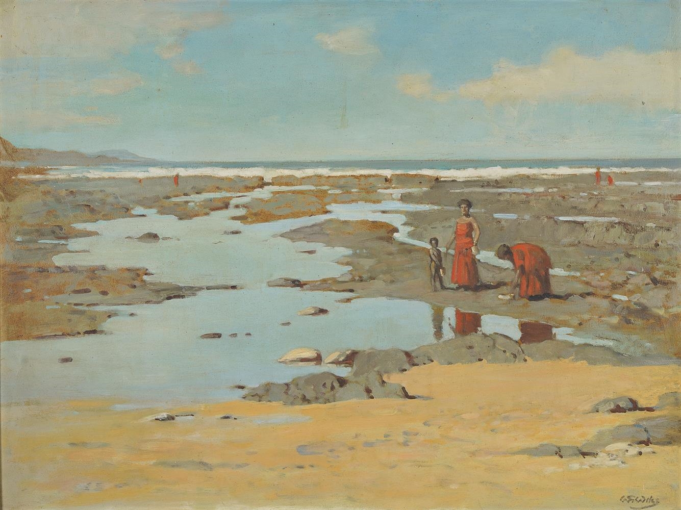 Walter Gilbert Wiles | FIGURES WITHIN A COASTAL LANDSCAPE | MutualArt