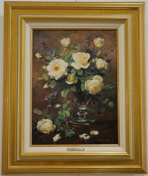 Albert Williams | - Bouquet de roses - Huile sur toile signée en bas à ...