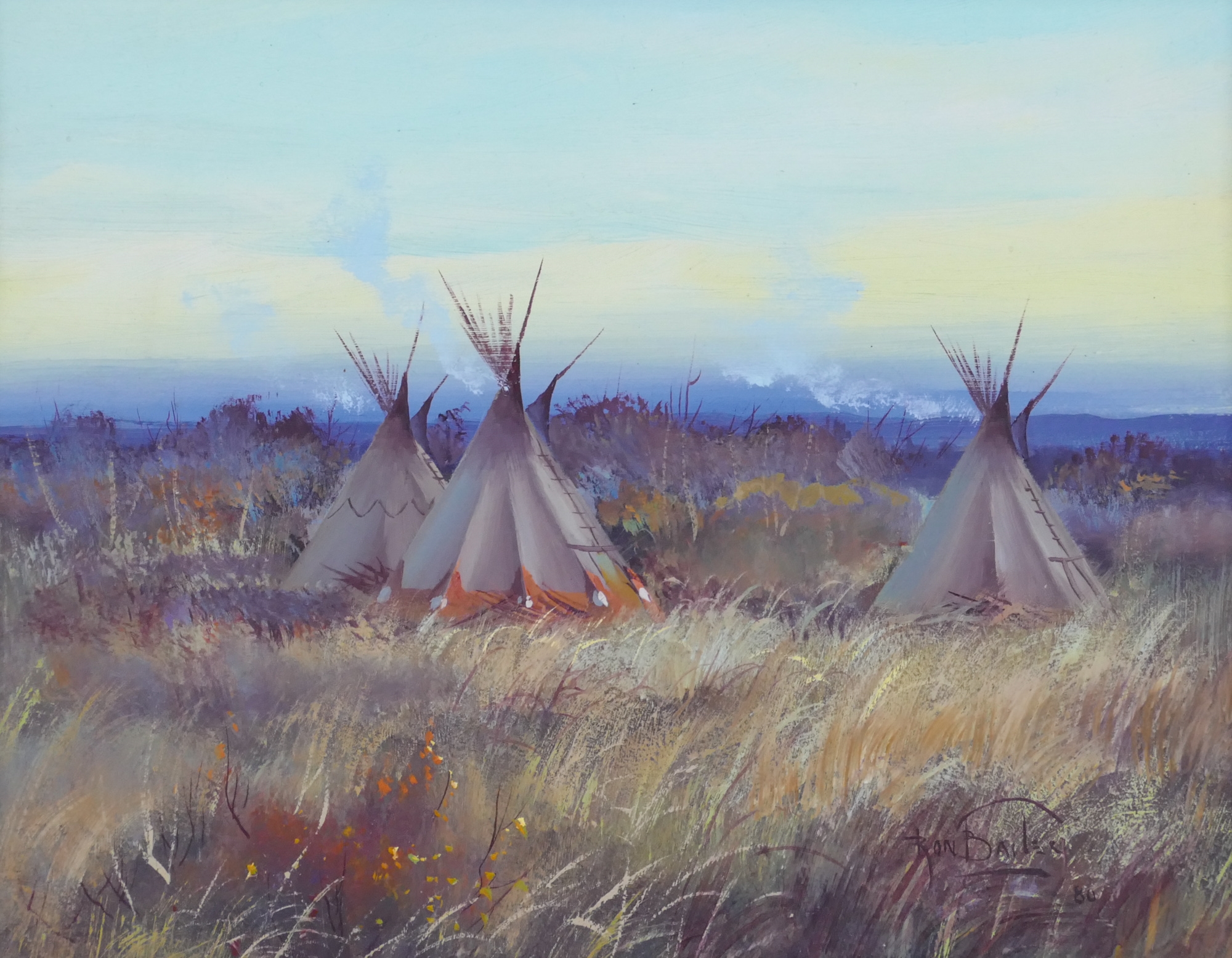 Ron Bailey | Prairie Encampment'' (Teepees) (1980) | MutualArt