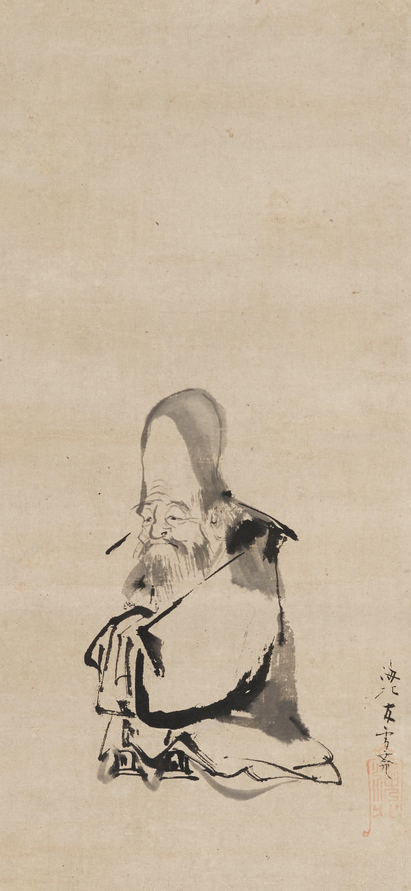 Kaiho Yusetsu | Chinese immortal walking with his hands clasped to the ...