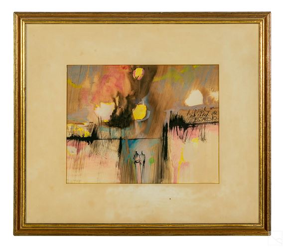 Germán Tessarolo | A modernist landscape with two figures in foreground ...
