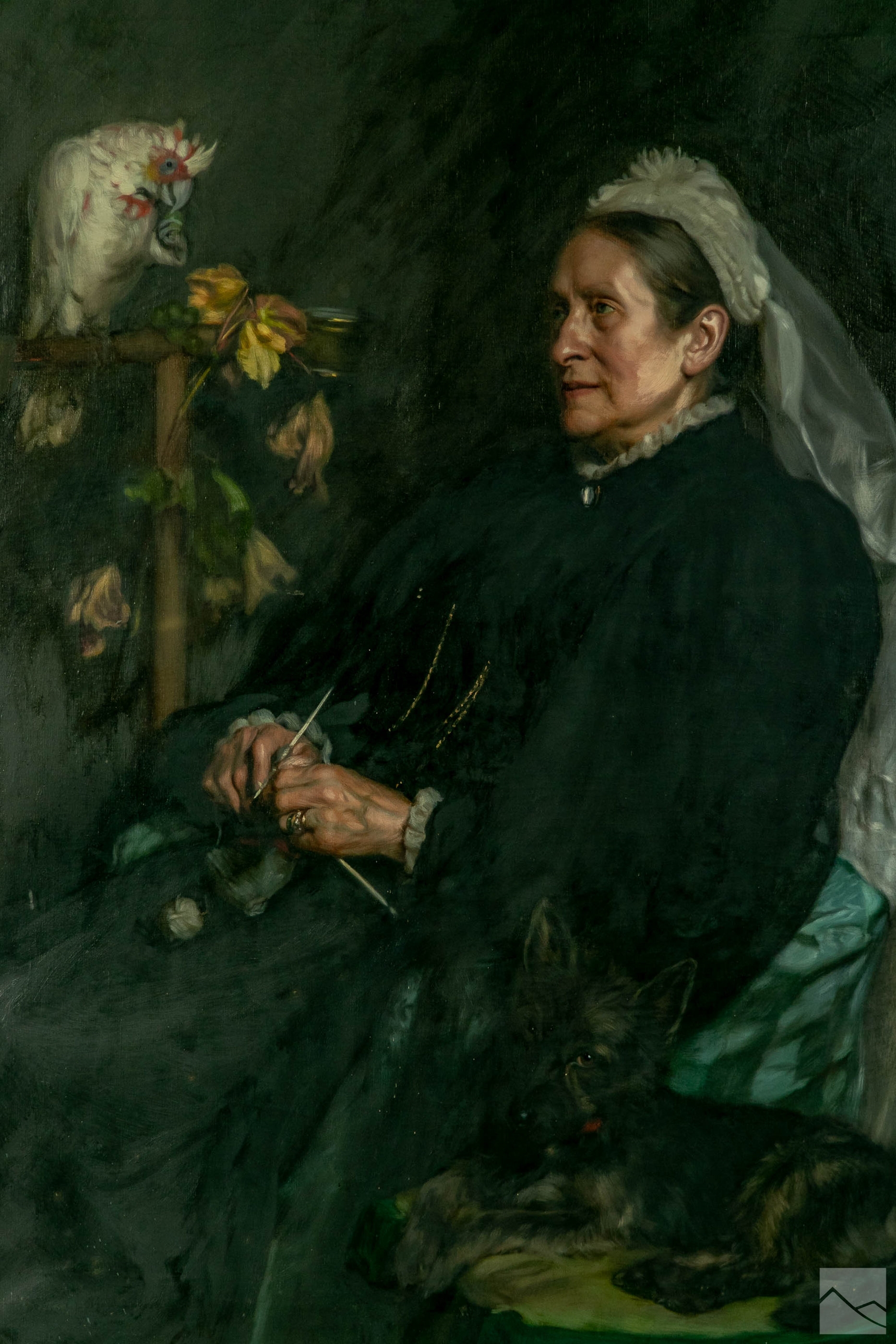 John Henry Lorimer | Old Lady and Her Pets (1901) | MutualArt