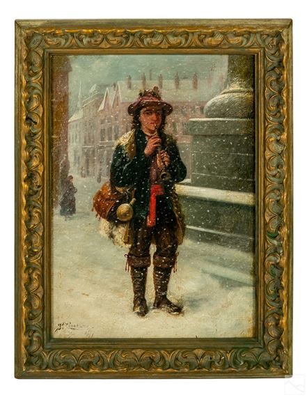Jacques François Carabain | A figural portrait depicting a piper in ...