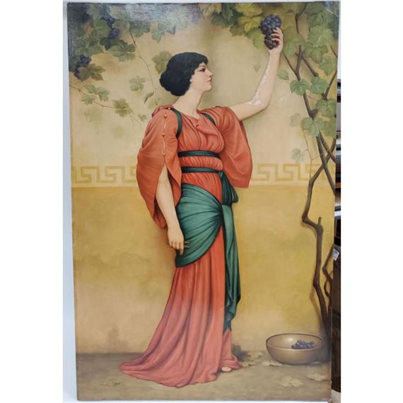 John William Godward | Grecian Lady Picking Grapes | MutualArt