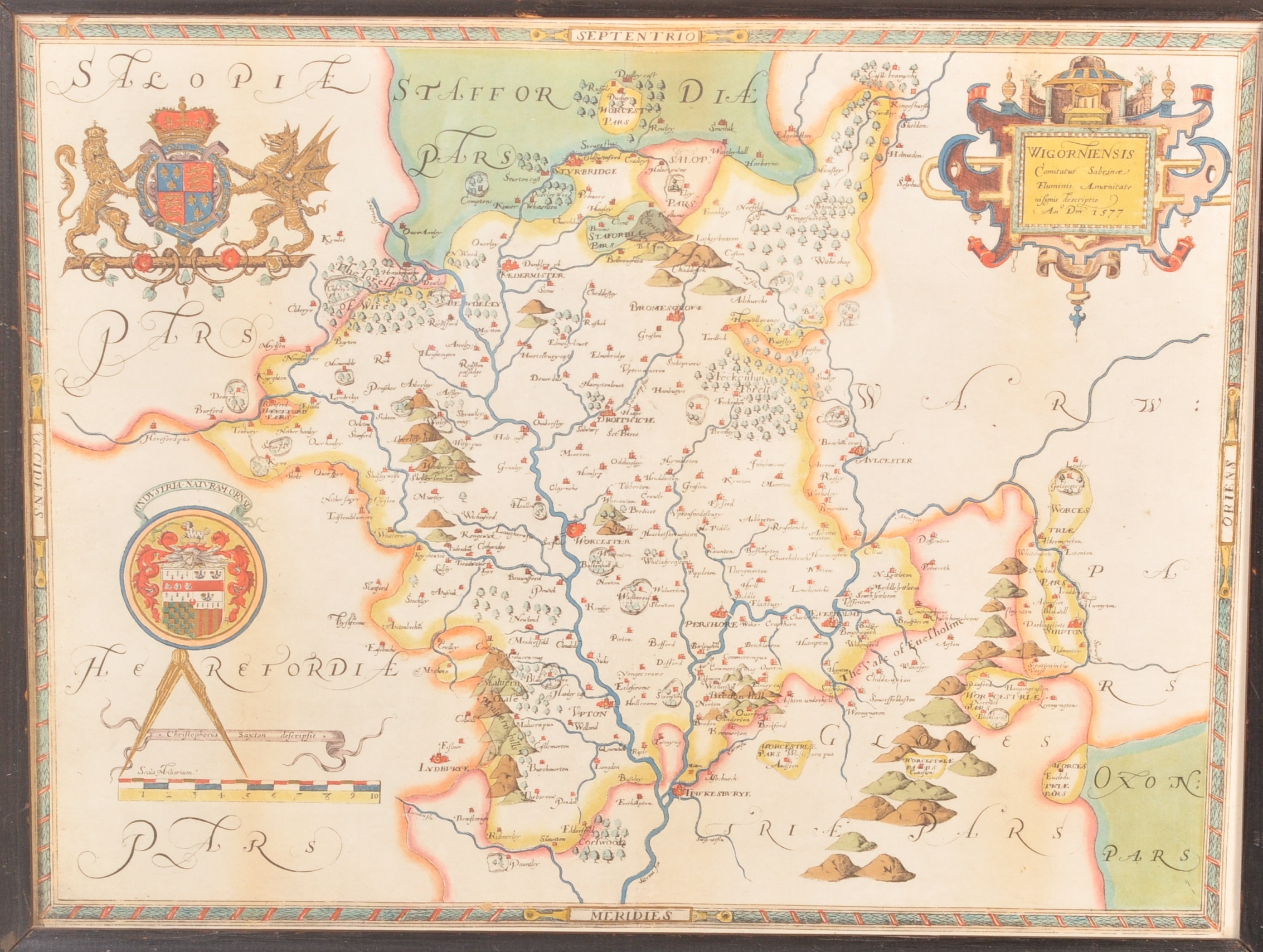 Christopher Saxton | Latin notation and armorial crests with various ...