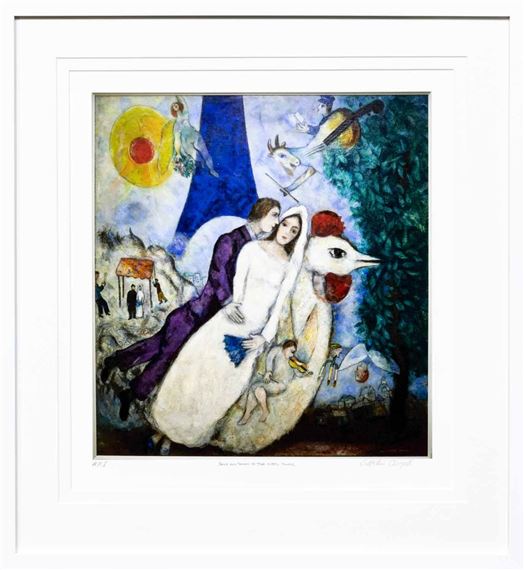 Marc Chagall | Bride and Groom of the Eiffel Tower | MutualArt