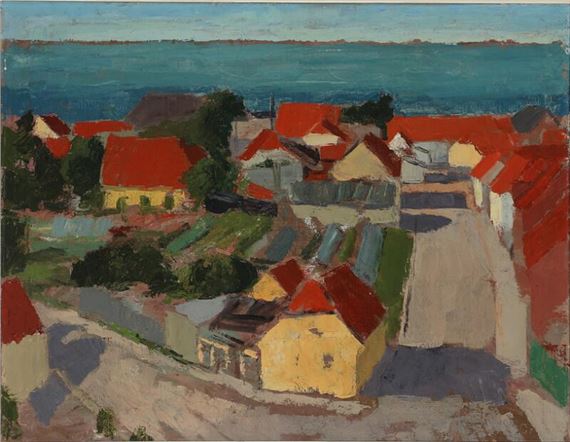 Herdis Gelardi | Composition with houses and sea | MutualArt
