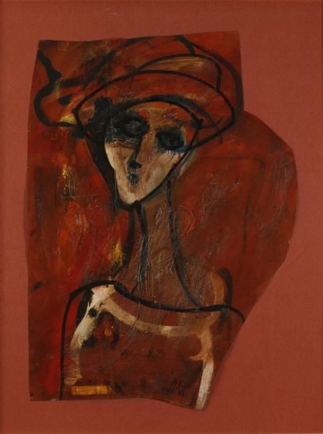 Sacha Putov | Portrait de femme au chapeau Huile sur carton signé en ...