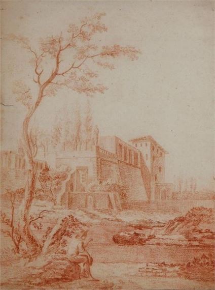 Hubert Robert | Personnage dans les jardins d'une villa italienne ...