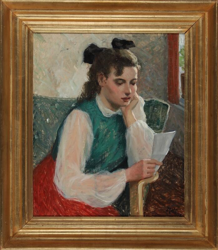 Helge Helme | Portrait of a reading girl | MutualArt