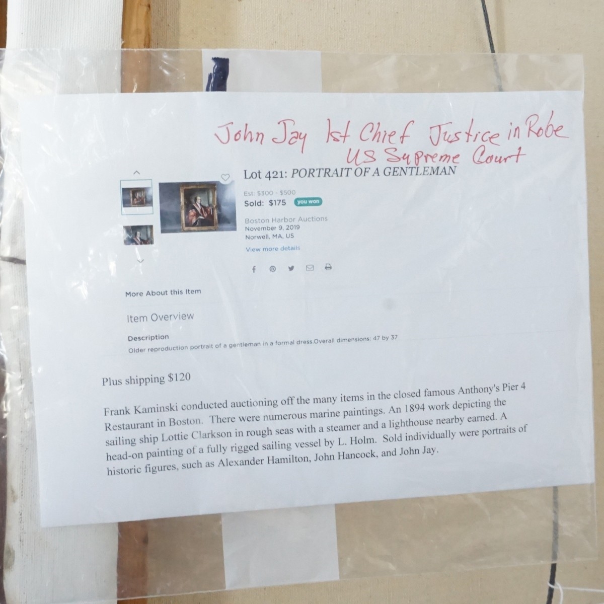 Gilbert Stuart | Portrait of John Jay, First Chief Justice US Supreme ...