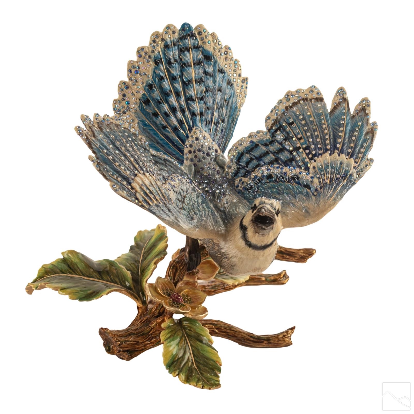 Jay Strongwater | Wildlife blue jay figurine sculpture | MutualArt