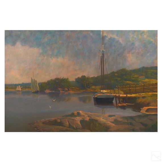 Frank Handlen | NEW ENGLAND BOAT LANDSCAPE | MutualArt
