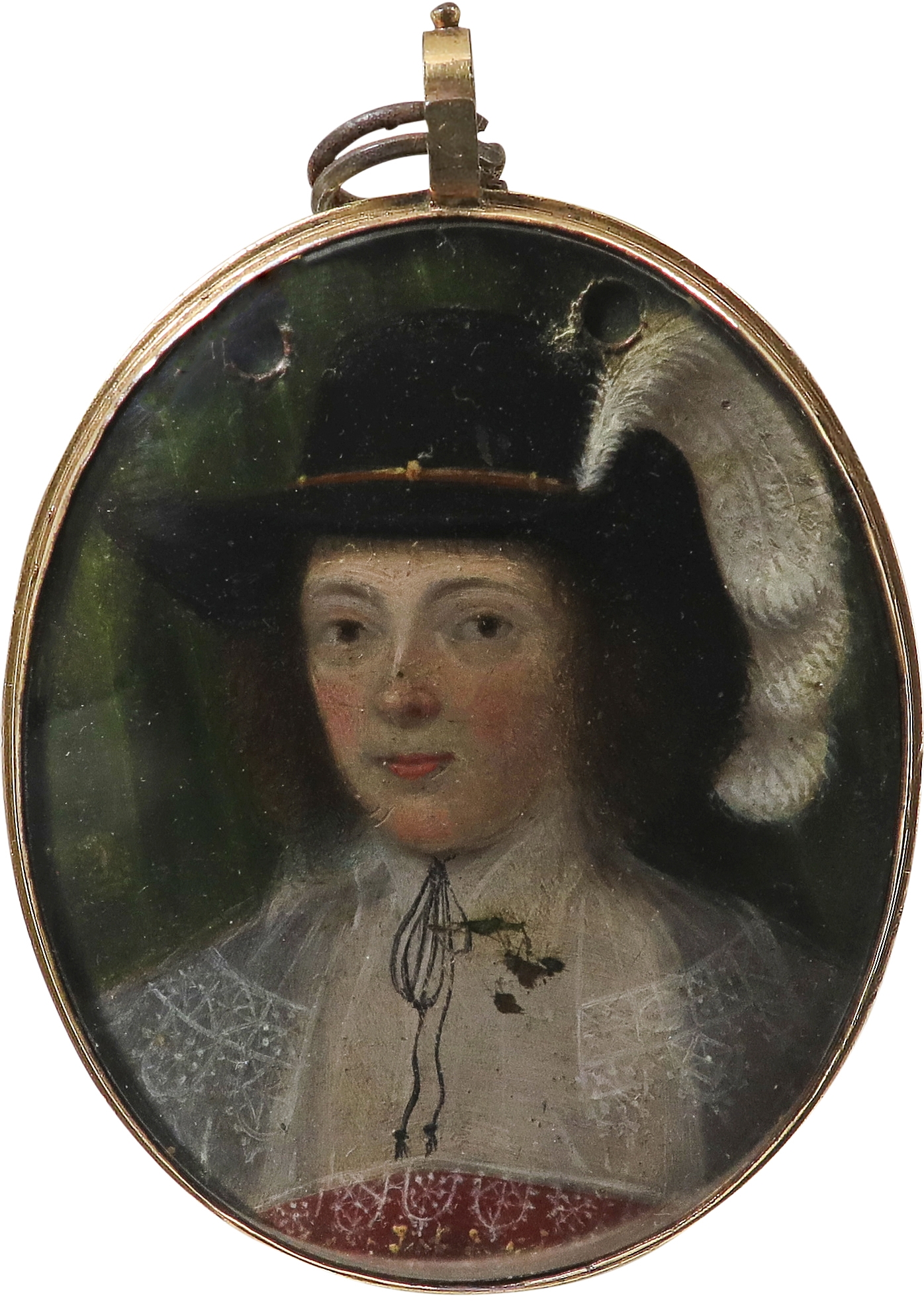 Isaac Oliver | Portrait miniature of a young woman, wearing a red dress ...