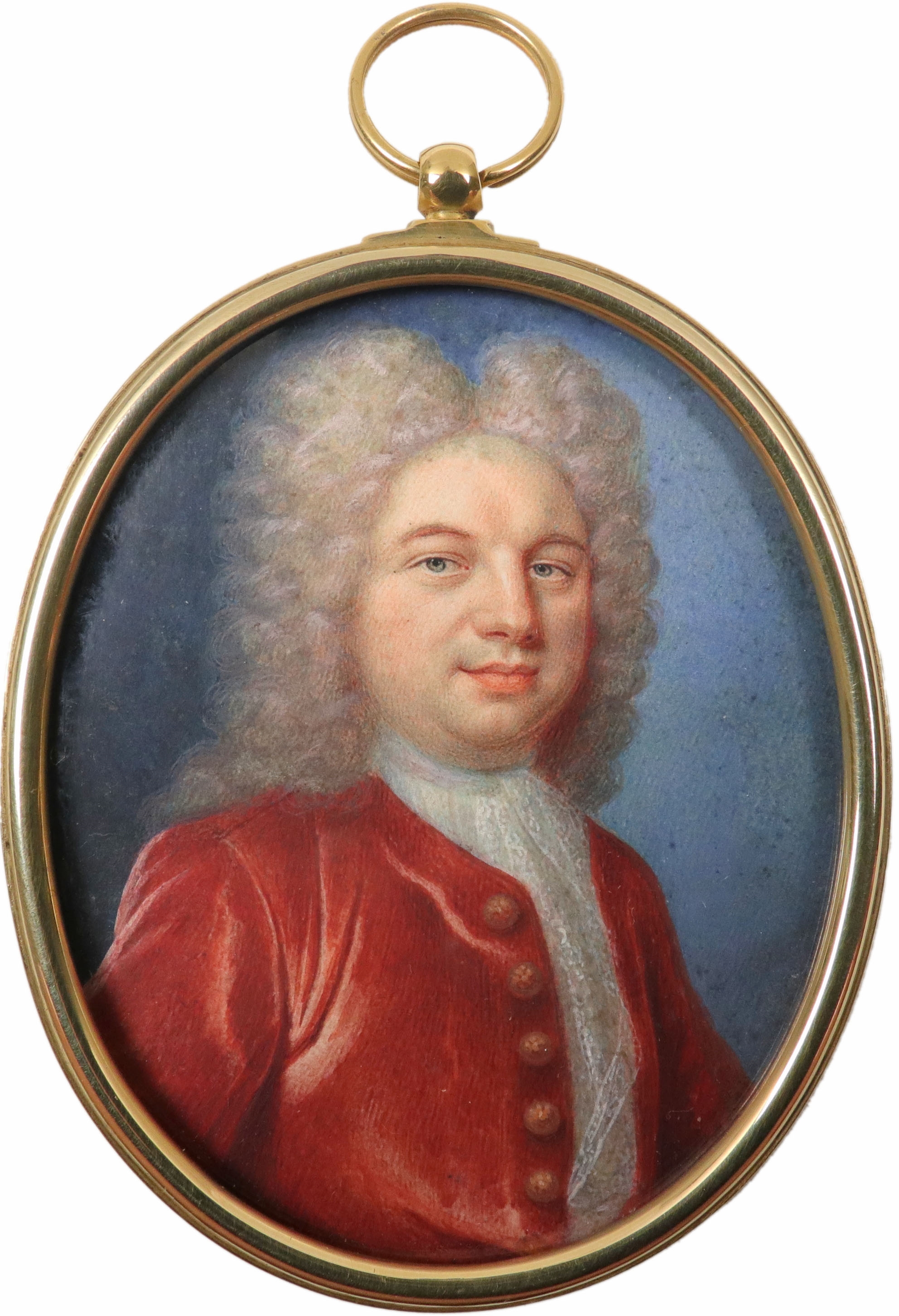 Benjamin Arlaud | Portrait miniature of a gentleman wearing a red coat ...