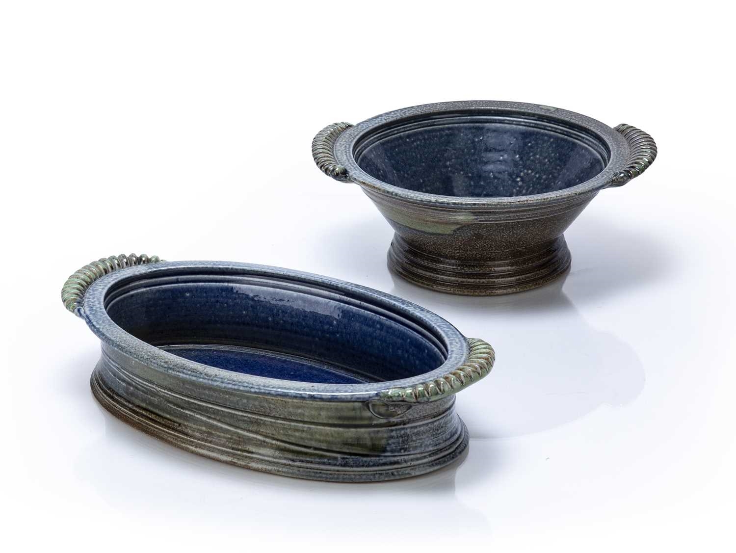 Jane Hamlyn | Two salt glazed bowls with twin handles | MutualArt