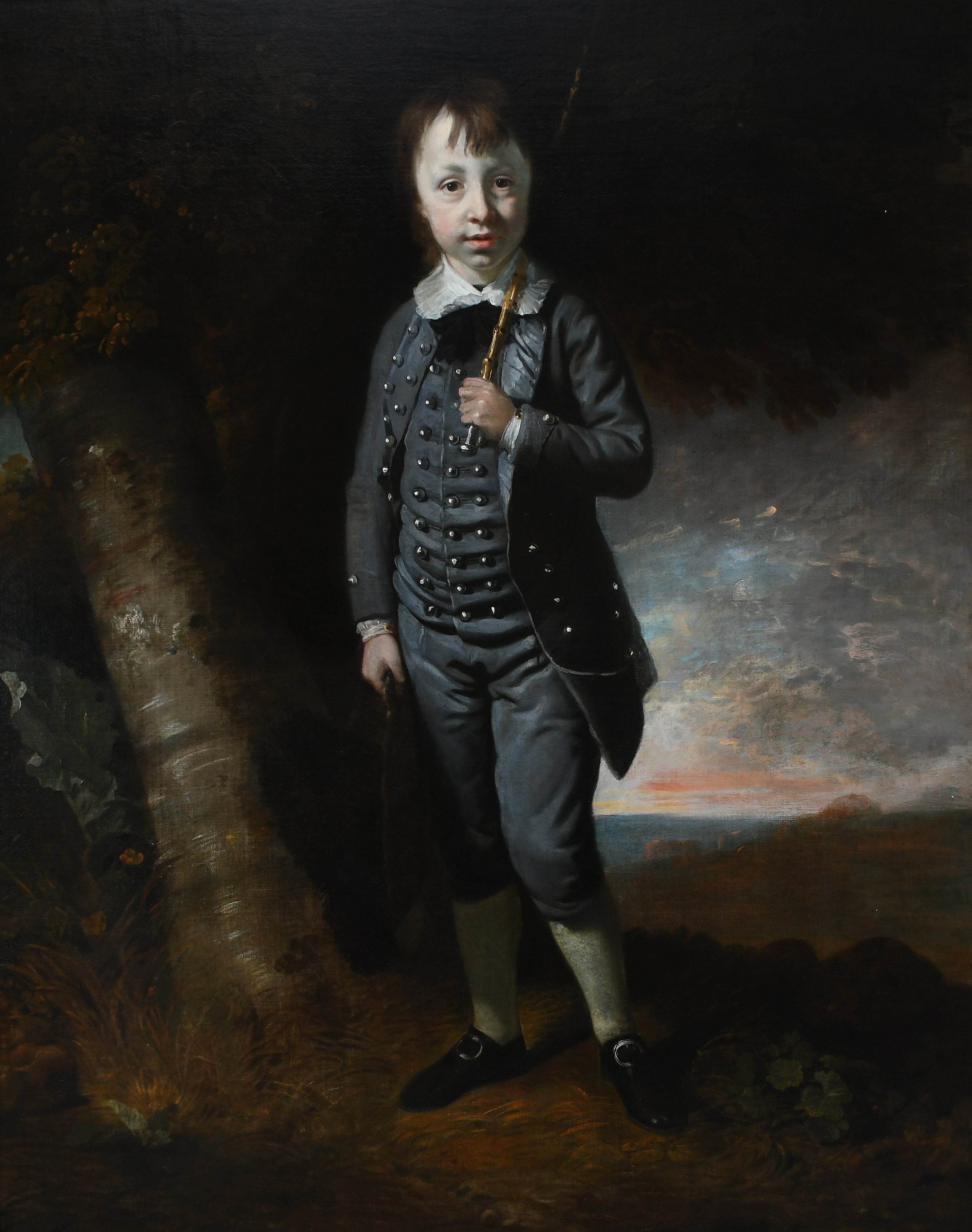 Francis Cotes | Portrait of a young boy, full-length, in a grey coat ...