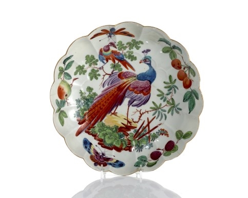 JAMES GILES | A large first period Worcester porcelain scalloped dish ...