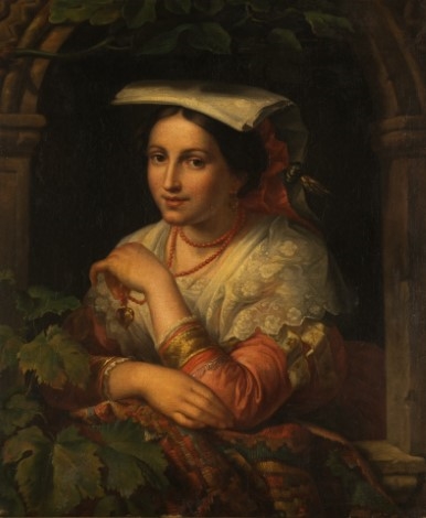 Giuseppe Mazzolini | Girl in Red Dress | MutualArt