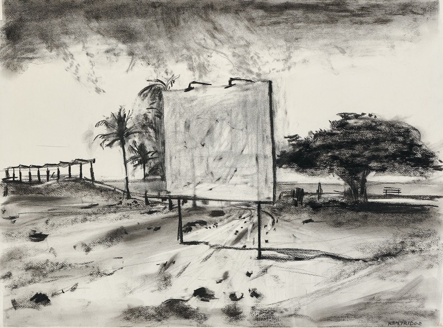 William Kentridge | Landscape with billboard (1968) | MutualArt