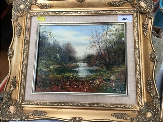 Peter Snell | Peter Snell - oil open canvas in gilt frame - river ...
