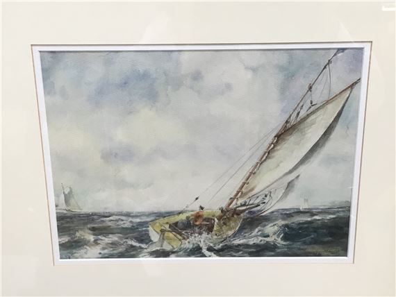 Deryck Foster | watercolour - sailing boat in squally seas, signed, in ...