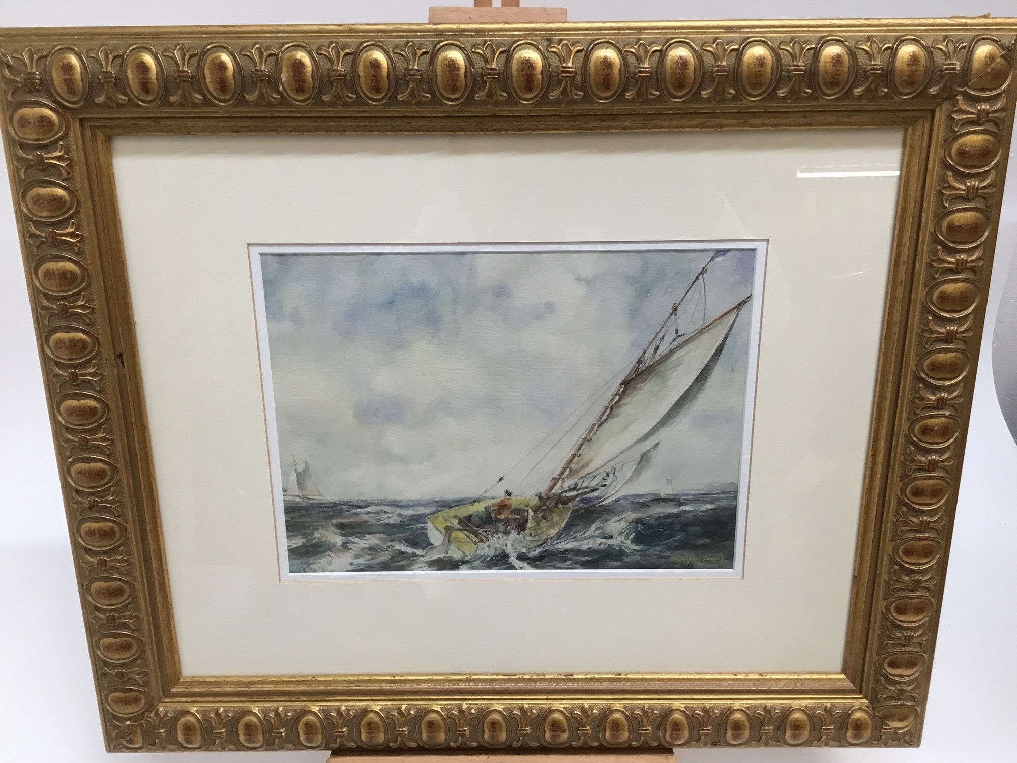 Deryck Foster | watercolour - sailing boat in squally seas, signed, in ...