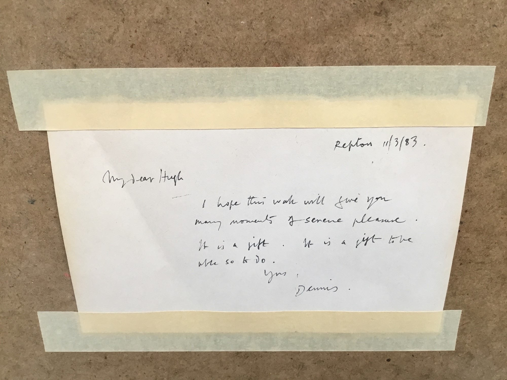Dennis Hawkins | Dennis Hawkins watercolour with letter verso | MutualArt